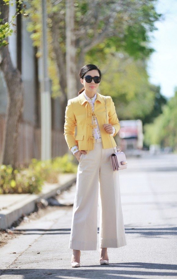 Mellow Yellow: Spring Jacket and Wide-leg Pants – HallieDaily